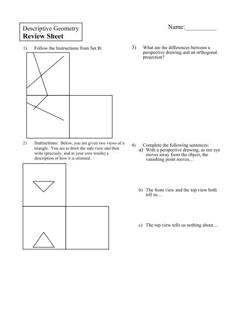 Descriptive Geometry Review Sheet - Jamie York Press