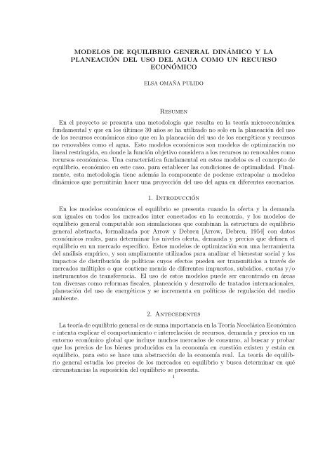 modelos de equilibrio general dinÃ¡micos y la planeaciÃ³n del uso del