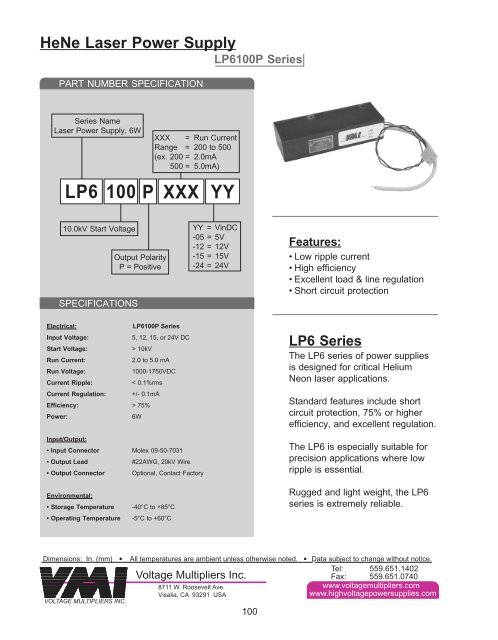 LP6 Series - Voltage Multipliers, Inc.