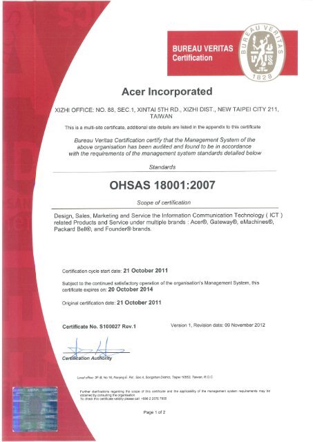 Ohsas 18001 Certification