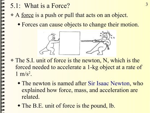Chapter 5 Newton's Second Law of Motion Force and Acceleration