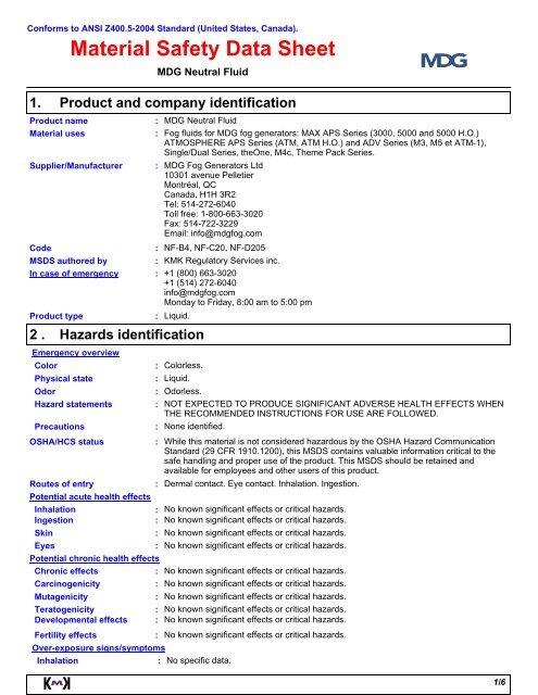 MDG NEUTRAL Fog fluid