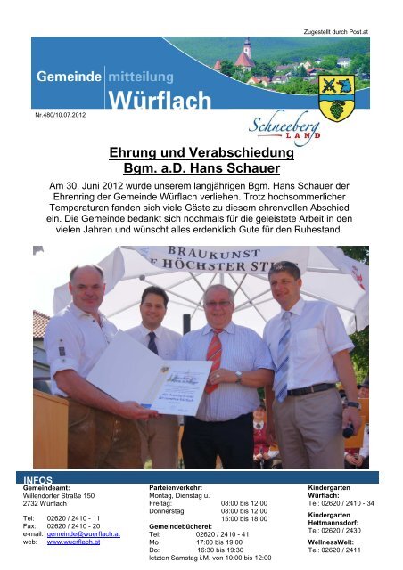 Ehrung und Verabschiedung Bgm. a.D. Hans Schauer