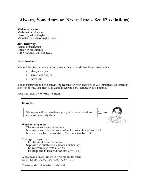 Always, Sometimes or Never True - Field-tested Learning ...