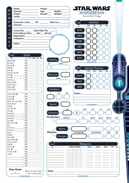 D20 Modern Character Sheet Form Fillable - Printable Forms Free Online