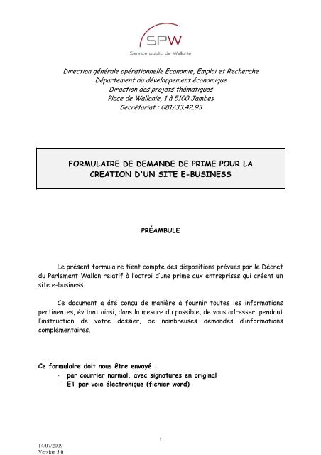 FORMULAIRE DE DEMANDE DE PRIME POUR LA ... - Awt