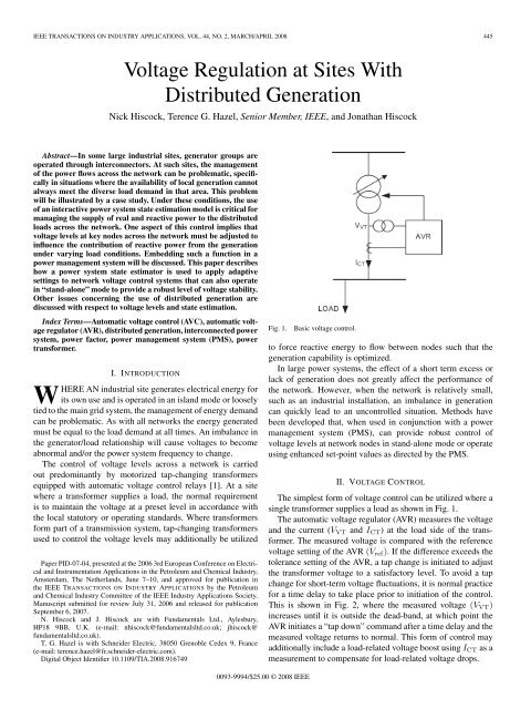 Voltage Regulation At Sites With Distributed Generation Ieee Xplore