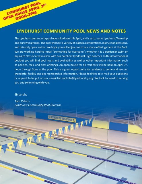 lyndhurst community pool news and notes - Township of Lyndhurst