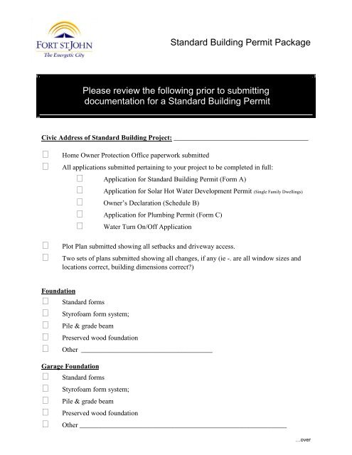 Standard Building Permit Package.pdf - City of Fort St. John
