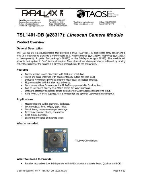 TSL1401-DB (#28317): Linescan Camera Module