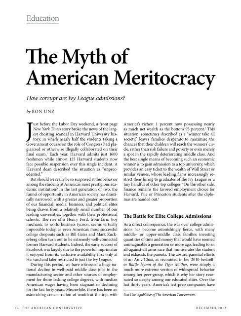 The Myth of American Meritocracy-Unz