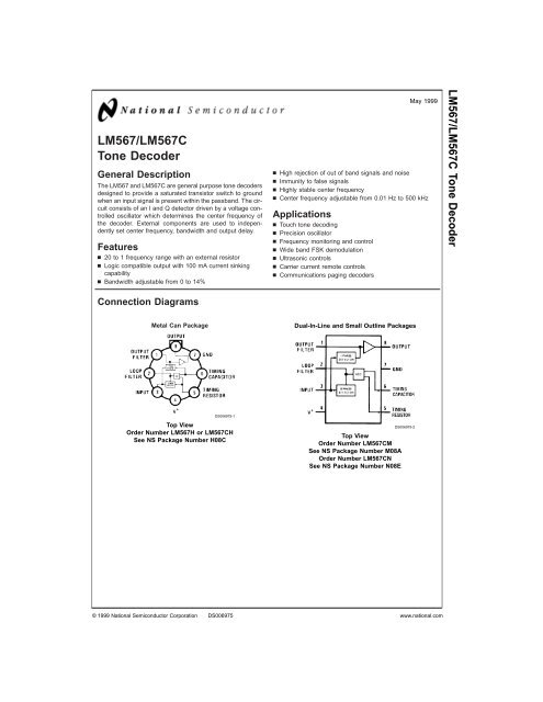 LM567/LM567C Tone Decoder