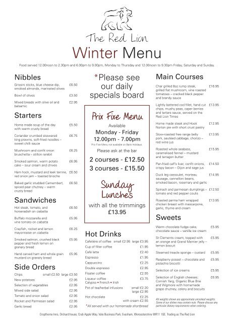 RL Winter Bar Menu:Layout 1 - The Red Lion, Long Compton