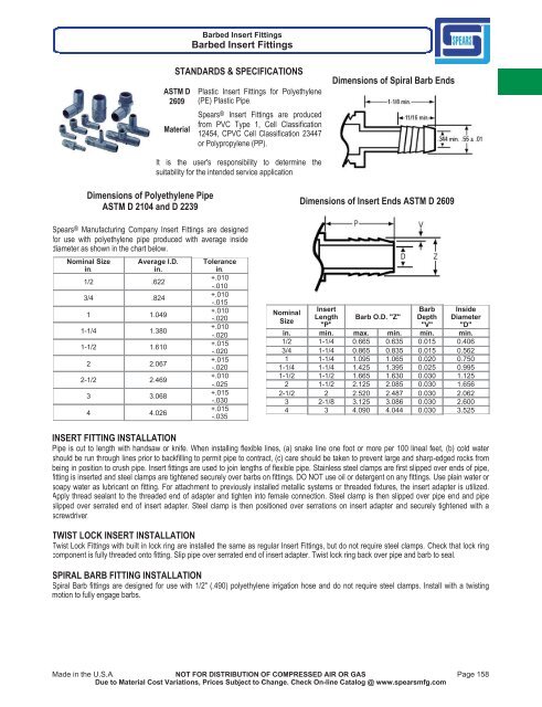 028 Barbed Insert Fittings.pdf - Spears Manufacturing Co.