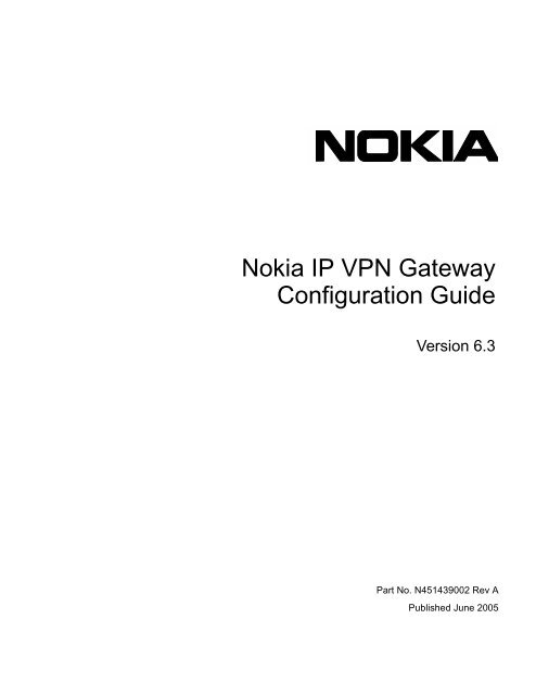 Nokia VPN Gateway Configuration Guide v6.1 - Check Point