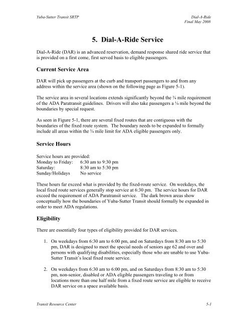 5. Dial-A-Ride Service - Yuba Sutter Transit