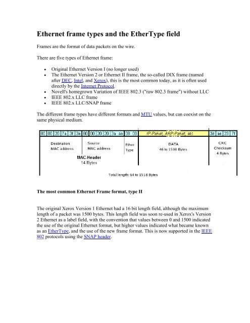 Ethernet frame types and the EtherType field