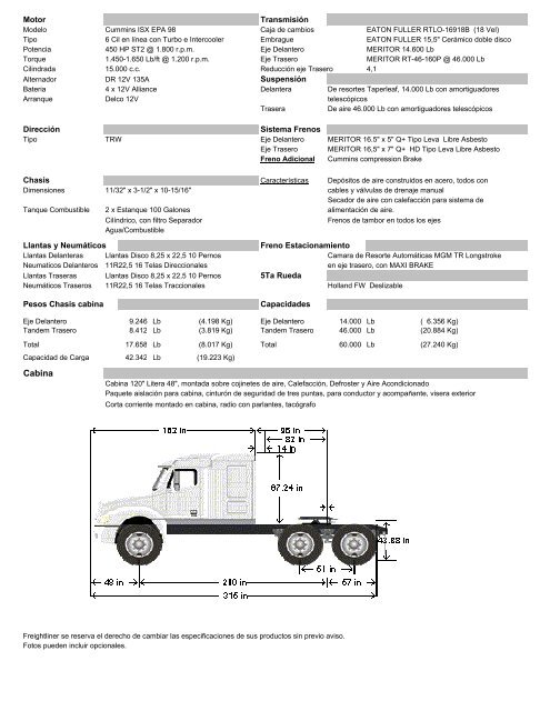 Freightliner TRACTO CL-120 6X4 60K ISX 450 (2-2008) - Kaufmann