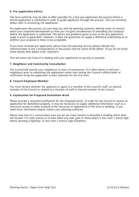 6. Pre-application Advice