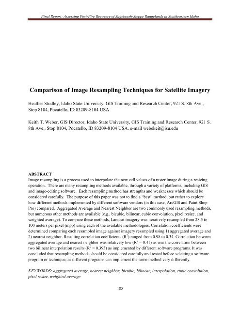 Comparison of Image Resampling Techniques for Satellite Imagery