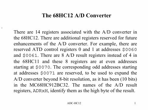 Analog To Digital Converter 68hc12