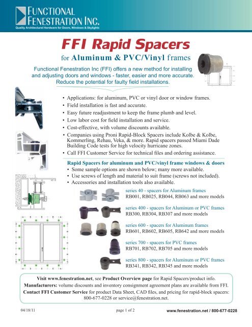 Click to see the FFI Rapid Spacers flier. - Functional Fenestration, Inc.