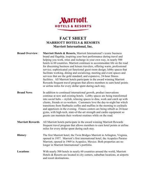FACT SHEET - Marriott News