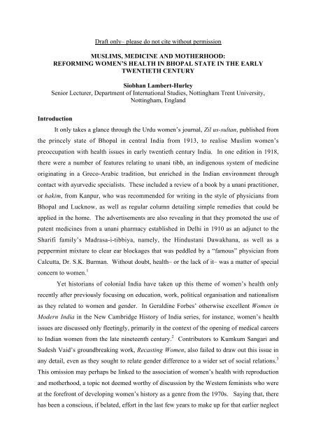 Draft onlyâ please do not cite without permission MUSLIMS ...