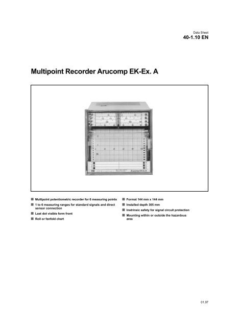 Multipoint Recorder Arucomp EK-Ex. A