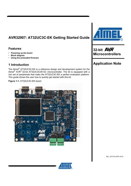 AVR32907: AT32UC3C-EK Getting Started Guide - Atmel Corporation