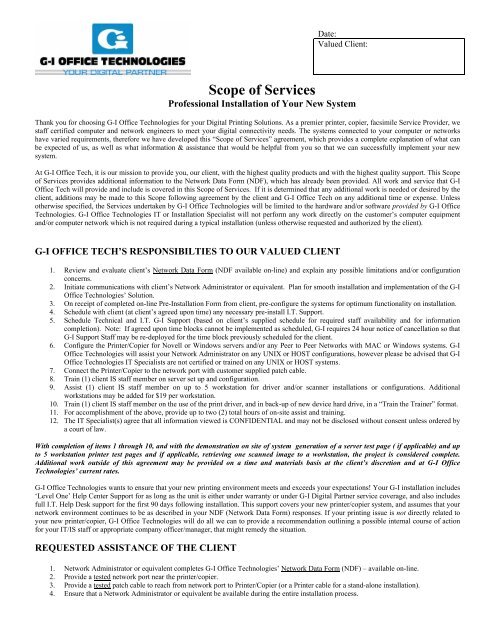 Scope Of Services Form - GI Office Technologies