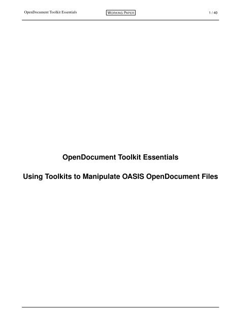 Download the PDF - OASIS OpenDocument Essentials
