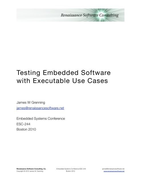 Testing Embedded Software with Executable Use Cases