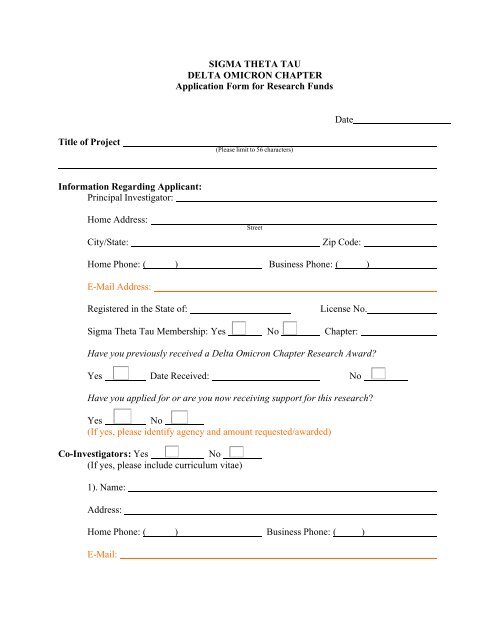 Application Form for Research Funds