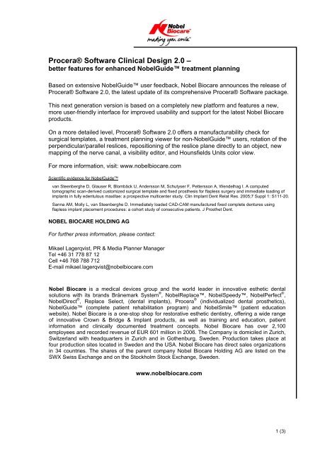 ProceraÂ® Software Clinical Design 2.0 â - Nobel Biocare