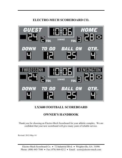electro-mech scoreboard co. lx3680 football ... - Scoreboards