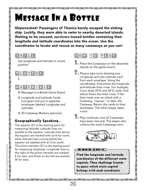 Message-in-a-Bottle Game - Scholastic