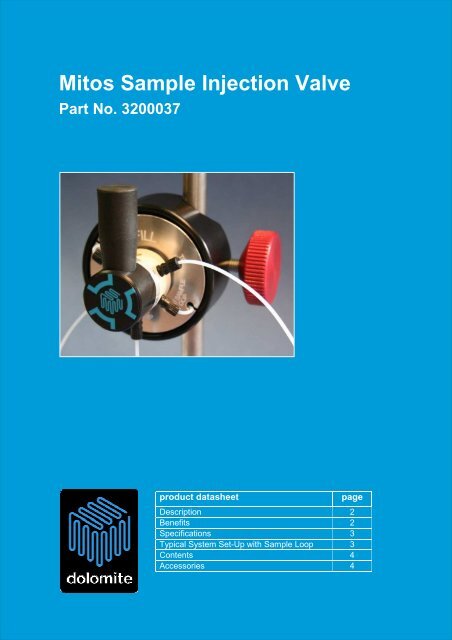 Mitos Sample Injection Valve - Dolomite Microfluidics