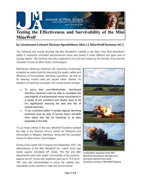 Testing the Effectiveness and Survivability of the Mini MineWolf