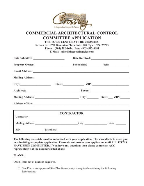 Architectural Control Committee Application (pdf 80.0k)