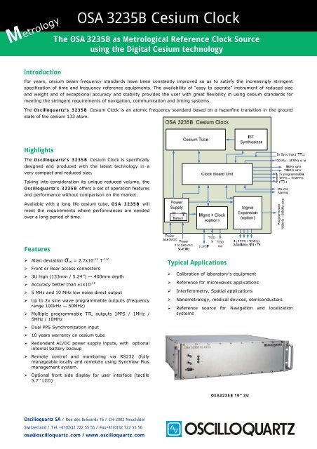 OSA 3235B Cesium Clock