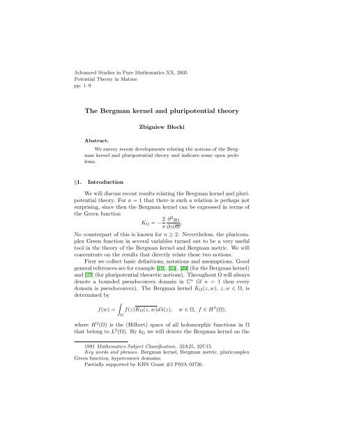 The Bergman kernel and pluripotential theory