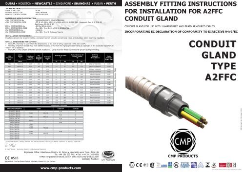 CONDUIT GLAND TYPE A2FFC - CMP Products