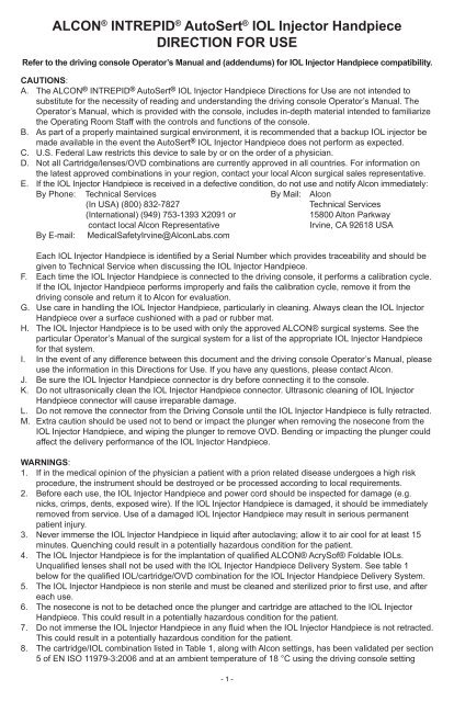 ALCON® INTREPID® AutoSert® IOL Injector ... - MyAlcon.com