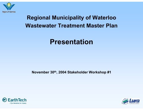 Regional Municipality of Waterloo Wastewater Treatment Master Plan