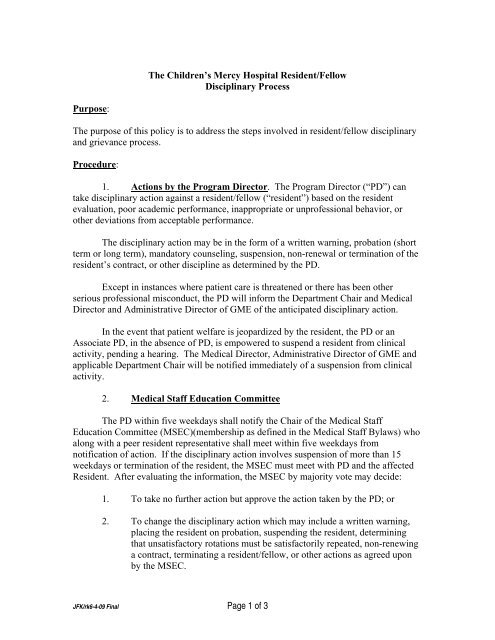 Pediatric Residency Program Committee (â PRPCâ ) - Children's ...