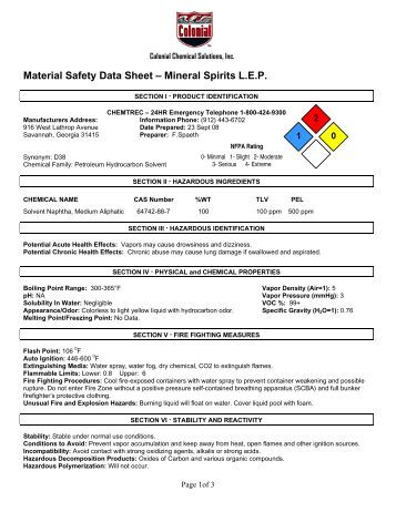 MSDS - Colonial Chemical Solutions