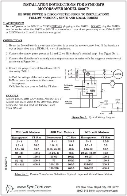 installation instructions for symcom's motorsaver model 520cp