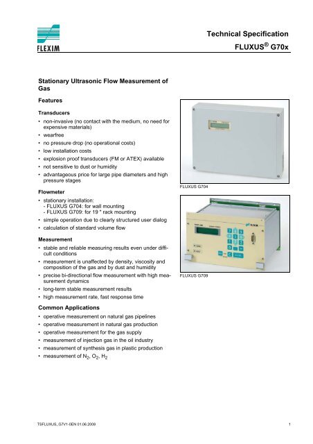 Technical Specification FLUXUS G70x