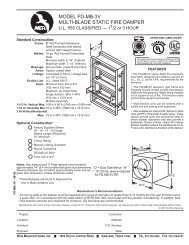 FIRE DAMPER SIZE CHART - NCA Manufacturing